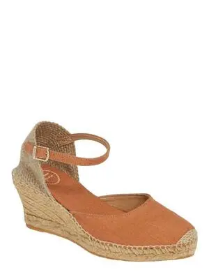 TONI PONS Toni Pons Caldes Linen Wedge Sandal Rust Fabric