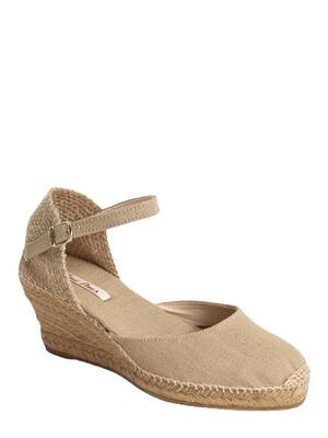 TONI PONS Toni Pons Caldes Linen Wedge Sandal Stone