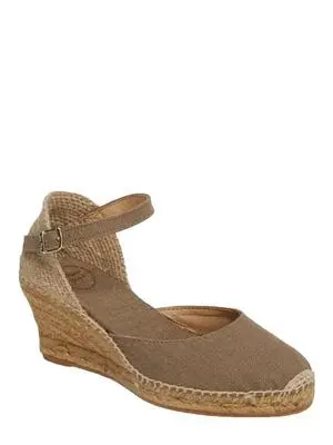 TONI PONS Caldes Linen Wedge Sandal - Taupe Fabric