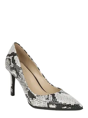 Naturalizer Naturalizer Anna Pointed-Toe Pump Alabaster Snake Print Leather
