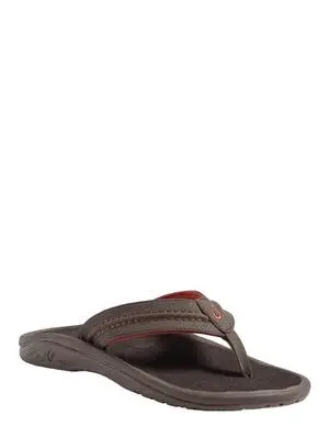 Olukai OluKai Hokua Flip Flop Dark Java Faux Leather