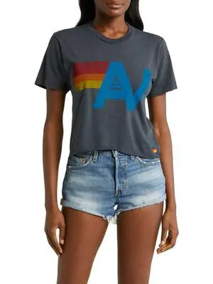 Aviator Nation Logo Boyfriend Tee - Charcoal