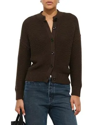 ALEX MILL Chunky Cotton Cardigan - Dark Chocolate