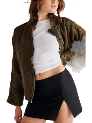 Free People We The Free Dolman Sleeve Quilted Jacket Dusted Military