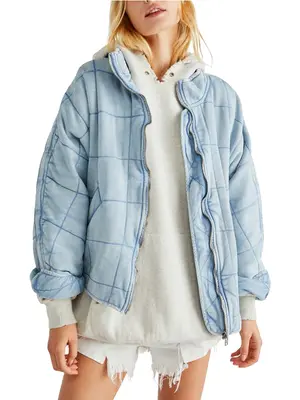 Free People We The Free Dolman Sleeve Quilted Jacket Wavy Waters