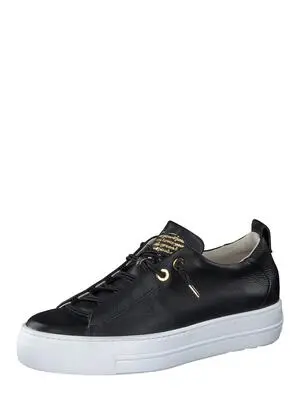Paul Green Faye Leather Sneakers - Black Gold Combo