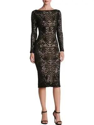 Dress The Population Sequin Cocktail Dress - Black