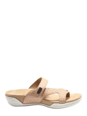 HALSA FOOTWEAR Darline Asymmetrical Slide Sandal - Taupe Leather