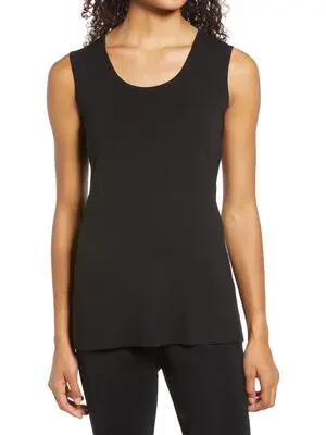 Ming Wang Scoop Neck Knit Tank - Black