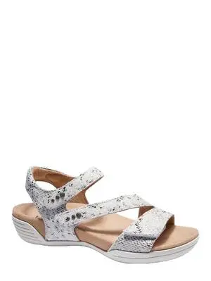HALSA FOOTWEAR Denia Ankle Strap Sandal - Beige/silver