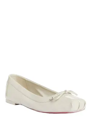 CHRISTIAN LOUBOUTIN Mamadrague Square Toe Ballet Flat Craie