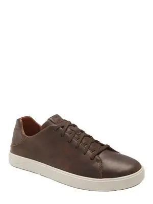Olukai Lae'ahi Li 'ili Low Top Sneaker - Dark Wood Leather