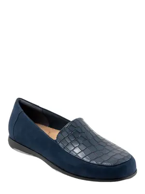 Trotters Trotters Deanna Flat Loafer Navy Micro/croco