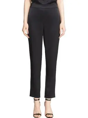 St. John Satin Ankle Pants - Caviar