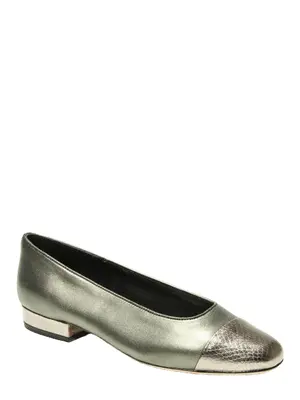 Vaneli VANELi Cap Toe Flat Pewter Nappa Leather