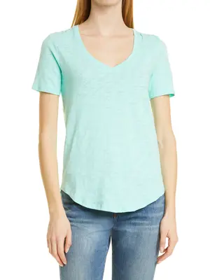 ATM Anthony Thomas Melillo ATM Anthony Thomas Melillo Slub Cotton V-Neck T-Shirt Aqua Surf