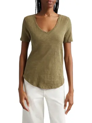 ATM Anthony Thomas Melillo ATM Anthony Thomas Melillo Slub Cotton V-Neck T-Shirt Army