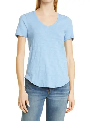 ATM Anthony Thomas Melillo ATM Anthony Thomas Melillo Slub Cotton V-Neck T-Shirt Blue