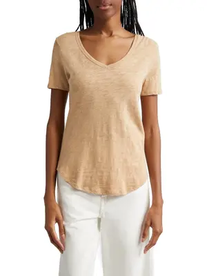 ATM Anthony Thomas Melillo ATM Anthony Thomas Melillo Slub Cotton V-Neck T-Shirt Camel