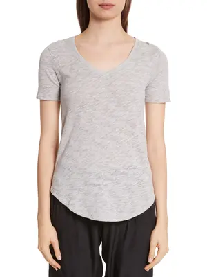 ATM Anthony Thomas Melillo ATM Anthony Thomas Melillo Slub Cotton V-Neck T-Shirt Heather Grey