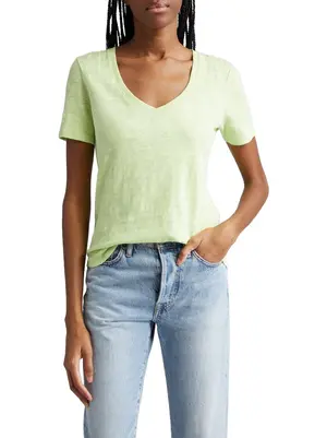 ATM Anthony Thomas Melillo ATM Anthony Thomas Melillo Slub Cotton V-Neck T-Shirt Matcha