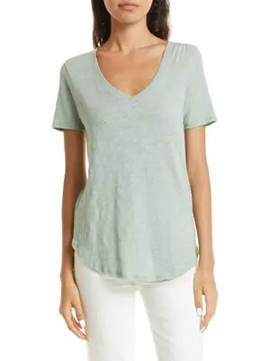 ATM Anthony Thomas Melillo Slub Cotton V-neck T-shirt - Surf Green