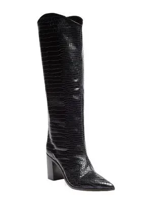 Schutz Maryana Pointed Toe Knee High Boots - Black