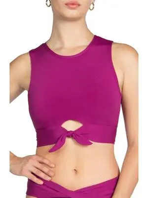 Robin Piccone Ava Longline Knot Front Bikini Top - Acai