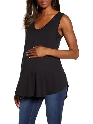 ANGEL MATERNITY Swing Nursing Tank - Black