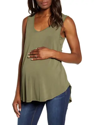 ANGEL MATERNITY Angel Maternity Swing Nursing Tank Khaki