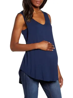 ANGEL MATERNITY Angel Maternity Swing Nursing Tank Navy