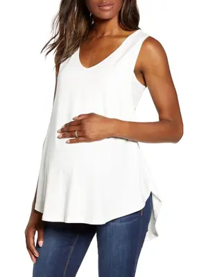 ANGEL MATERNITY Angel Maternity Swing Nursing Tank White
