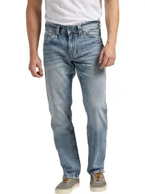 SILVER JEANS CO. Eddie Relaxed Fit Straight Leg Jeans - Light Indigo