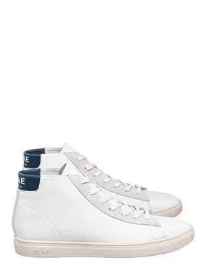Clae CLAE Bradley Mid Top Sneakers White Leather Ensign Blue