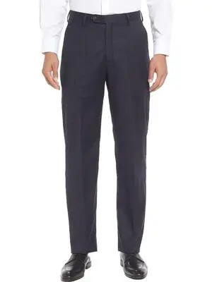 Berle Berle Lightweight Flannel Classic Fit Trousers Heather Navy
