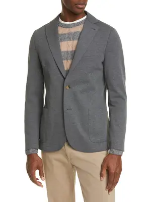Eleventy Eleventy Slim Fit Jersey Sport Coat Dark Grey