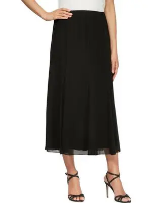 Alex Evenings Chiffon Detail A-line Skirt - Black