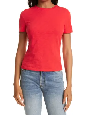 Theory Theory 2 Nebulous Organic Cotton Tiny Tee Scarlet