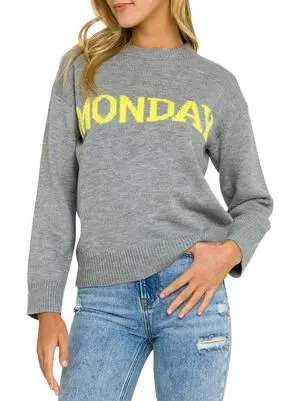 English Factory Motif Crewneck Sweater Grey
