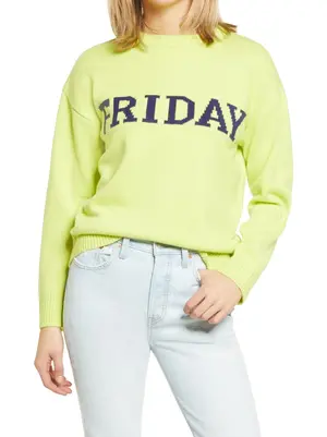English Factory Motif Crewneck Sweater Lime