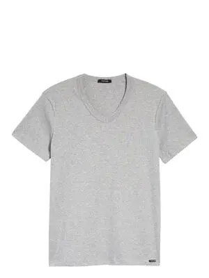 TOM FORD Cotton Jersey V-neck T-shirt - Grey