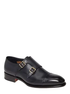 Santoni Santoni Ira Double Monk Strap Shoe Navy