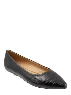 Trotters Estee Ballet Flat - Black/grey Leather