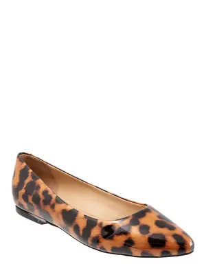 Trotters Trotters Estee Ballet Flat Tortoise Brown Patent