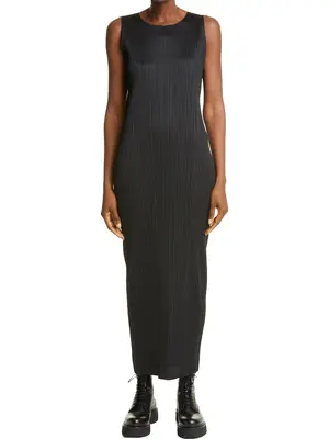 Issey Miyake Basics Pleated Midi Dress - Black