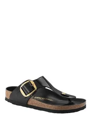 BIRKENSTOCK Gizeh Big Buckle Slide Sandal - High Shine Black