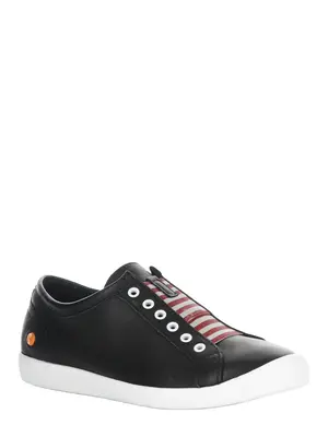 Fly London Irit Slip-On Low Top Sneaker Black/ Red Smooth Leather