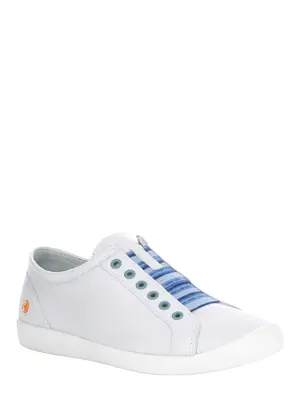 Fly London Irit Slip-On Low Top Sneaker White/ Blue Smooth Leather