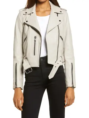 ALLSAINTS AllSaints Balfern Leather Biker Jacket Cement Grey