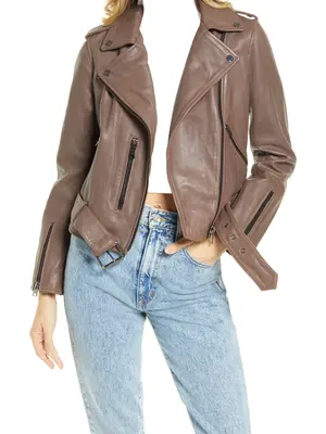 ALLSAINTS AllSaints Balfern Leather Biker Jacket Petrol